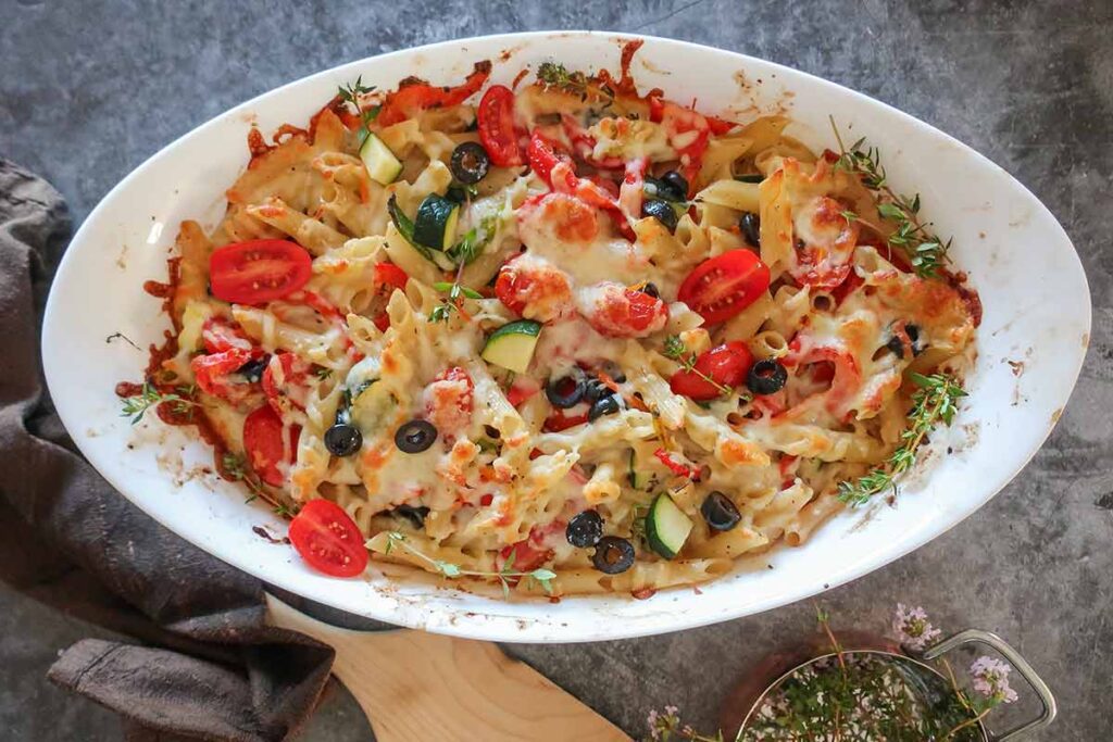 Gluten-Free Creamy Pasta Primavera Bake - Only Gluten Free Recipes